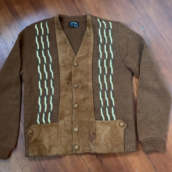 Towncraft | Sweaters | Vintage 6s Suede Wool Cardigan | Poshmark